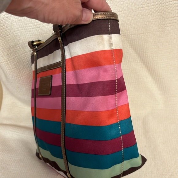 Coach | Bags | Coach Striped Multicolor Handbag | Poshmark